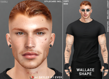 Second Life Marketplace - -Tivoli inc - Skyler shape lelutka skyler head 3.1 evox (wallace)